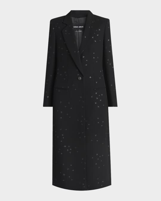 Giorgio Armani Glitter Star One-Button Cady Silk Top Coat | Neiman Marcus