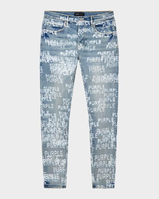 PURPLE Men's Repeat-Logo Skinny Jeans | Neiman Marcus