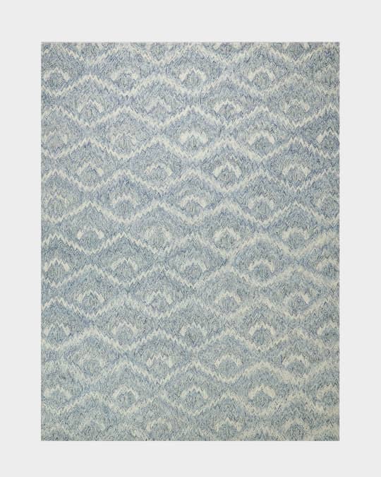 Exquisite Rugs Bargello Light Blue New Zealand Wool hand-tufted Area ...