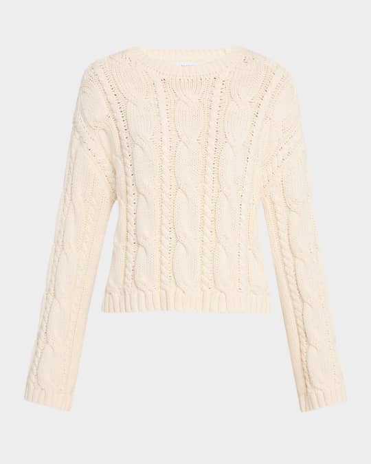 Naadam Cable-Knit Luxe Cotton Crewneck Sweater | Neiman Marcus