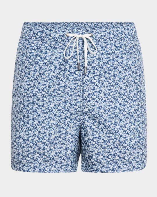 Onia Men's Charles Micro-Floral Swim Trunks, 4" Inseam | Neiman Marcus