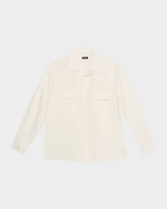 ZEGNA Men's Cotton and Mulberry Silk Button-Down Shirt | Neiman Marcus
