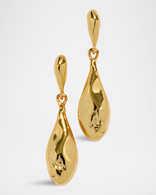 Alexis Bittar Brut Gold Teardrop Post Earrings | Neiman Marcus