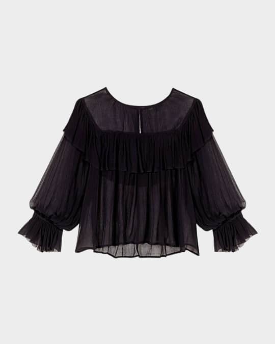 Maje Litan Gathered Sheer Blouse | Neiman Marcus