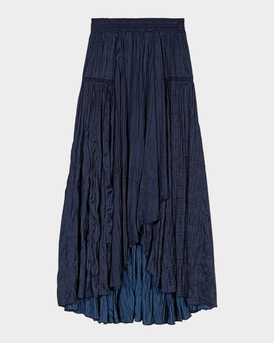 Maje Japri Pleated Satin-Effect Skirt | Neiman Marcus