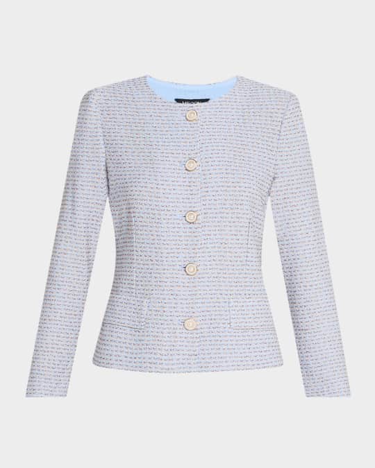 Misook Heritage Fit Tri-Color Tweed Knit Jacket | Neiman Marcus