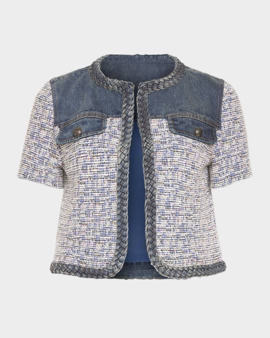 Ramy Brook Libby Mixed-Media Jacket | Neiman Marcus