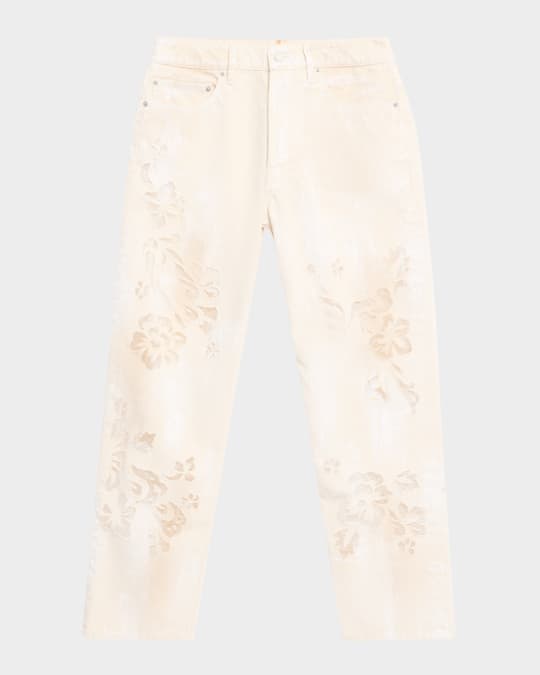 Ralph Lauren Collection Aisling Floral Devore Straight-Leg Ankle Jeans ...