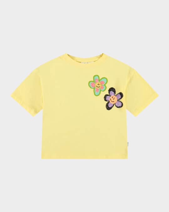 Molo Girl's Reinette Sequin Flowers T-Shirt, Size 8-12 | Neiman Marcus