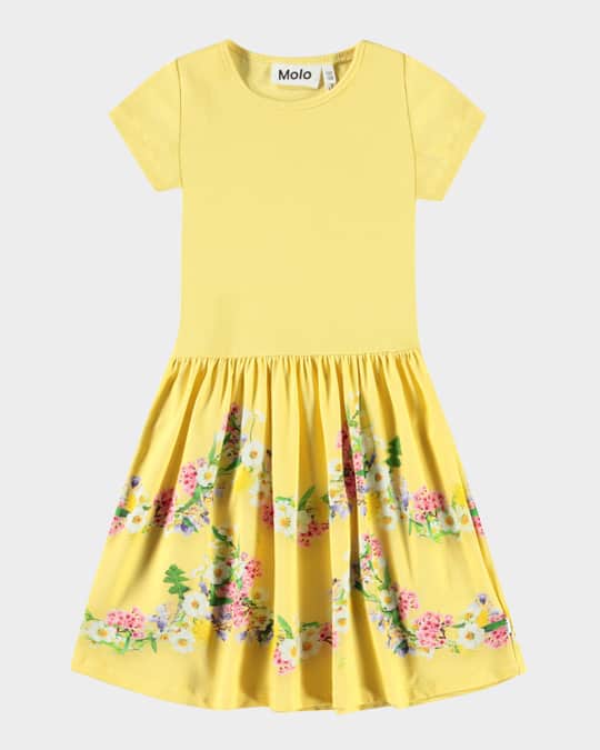 Molo Girl's Cissa Floral-Print Combo Dress, Size 2-4T | Neiman Marcus