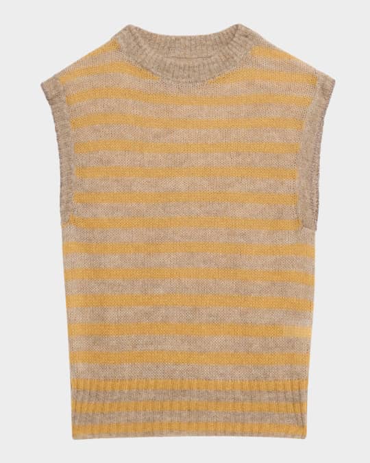 Brunello Cucinelli Mohair Striped Sleeveless Sweater | Neiman Marcus