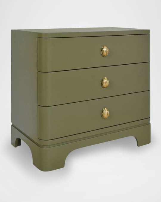 Worlds Away Fortune 3-Drawer Side Table, Olive | Neiman Marcus