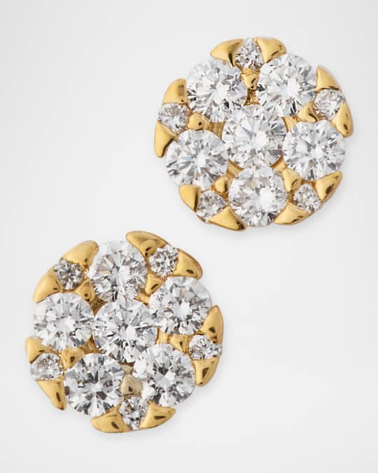 Lisa Nik 18K Yellow Gold Diamond Cluster Stud Earrings | Neiman Marcus