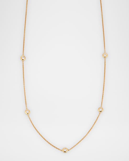 Lisa Nik 18K Yellow Gold 5 Diamond Dot Necklace, 0.2tcw | Neiman Marcus