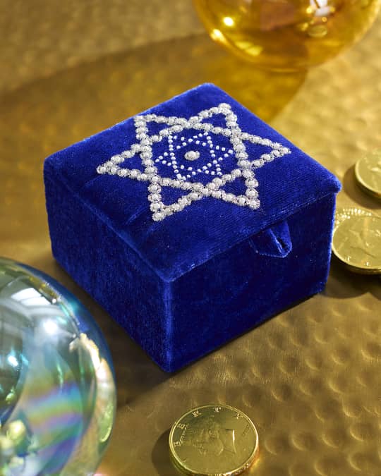 Sudha Pennathur Pearly Star of David Velvet Hanukkah Box | Neiman Marcus