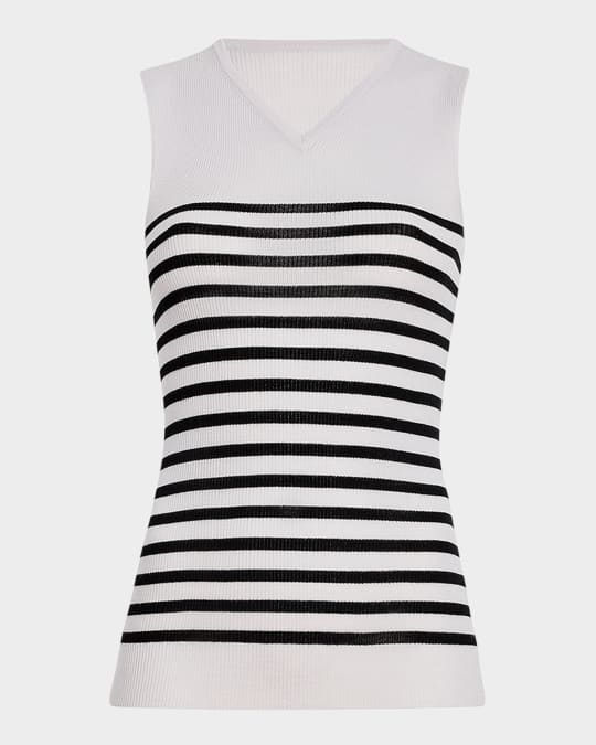 Khaite Renato V-Neck Striped Tank Top | Neiman Marcus