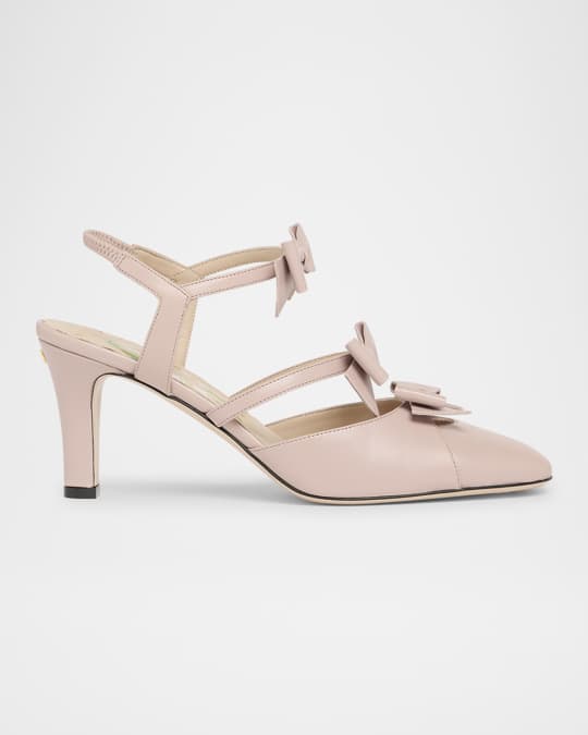 Valentino Garavani Bow VLOGO Strappy Leather Pumps | Neiman Marcus