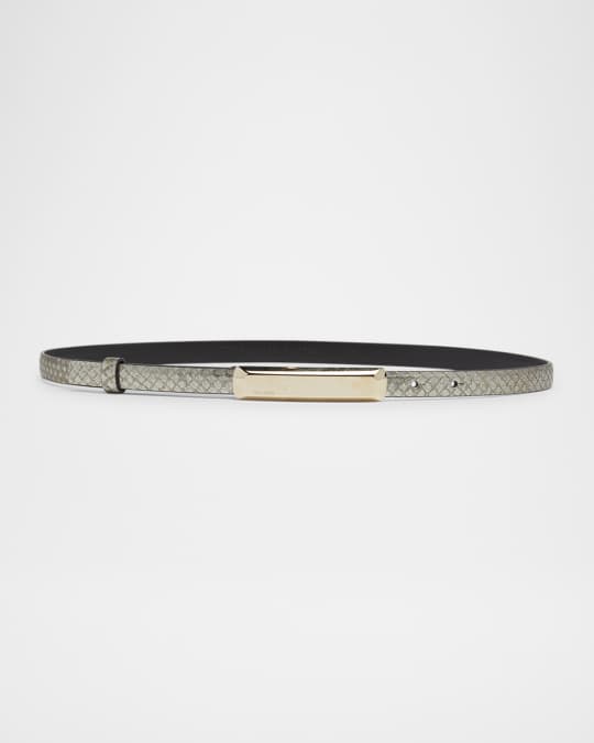 TOM FORD Bar Snake Leather Skinny Belt | Neiman Marcus