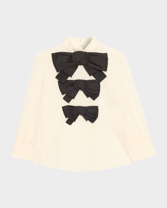 Valentino Garavani Bow Eyelet Mock-Neck Top | Neiman Marcus