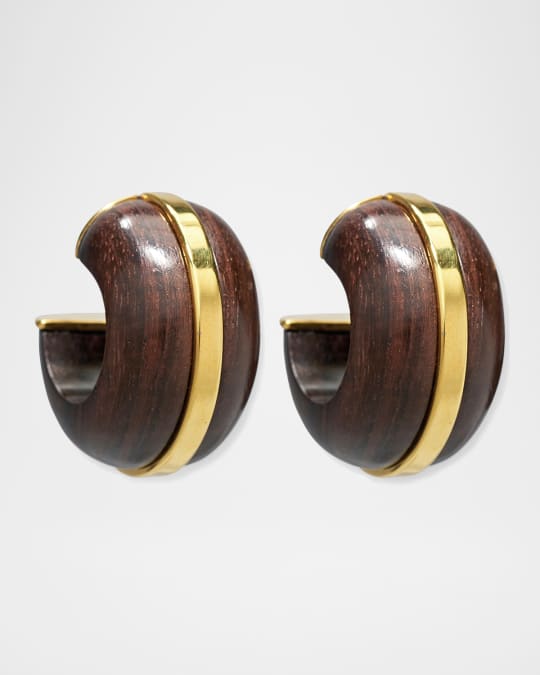 Lizzie Fortunato Halo Hoop Earrings in Acacia Wood | Neiman Marcus