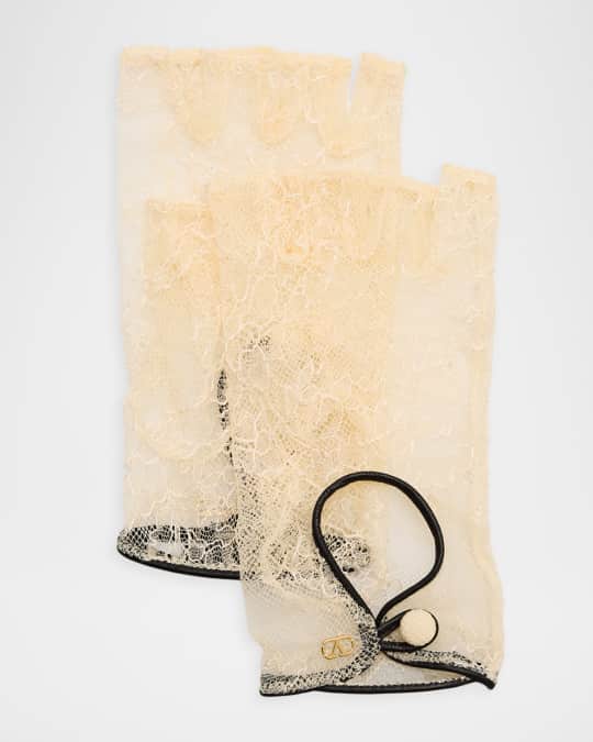 Valentino Garavani VLogo Signature Lace & Leather Biker Gloves | Neiman ...