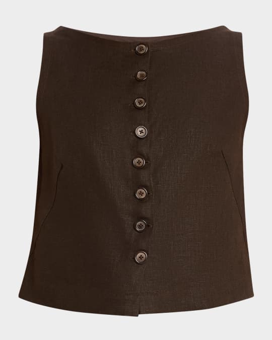 Faithfull the Brand Elia Cropped Linen Top | Neiman Marcus