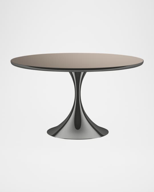 Caracole Semper 54" Round Dining Table, Deep Bronze | Neiman Marcus