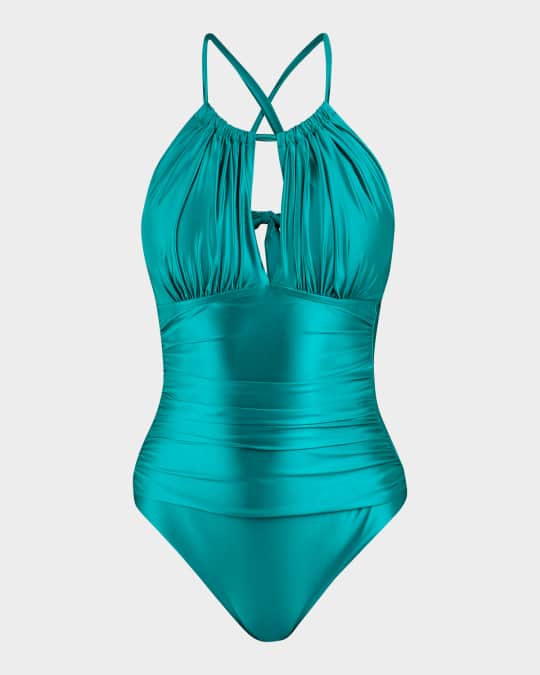 La Blanca Earth Goddess High-Neck Keyhole One-Piece Swimsuit | Neiman ...