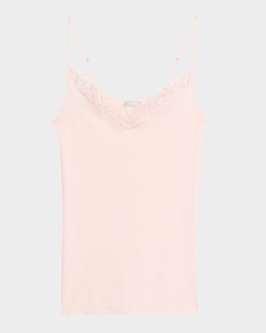 Hanro Belina Embroidered-Trim Cotton Cami | Neiman Marcus