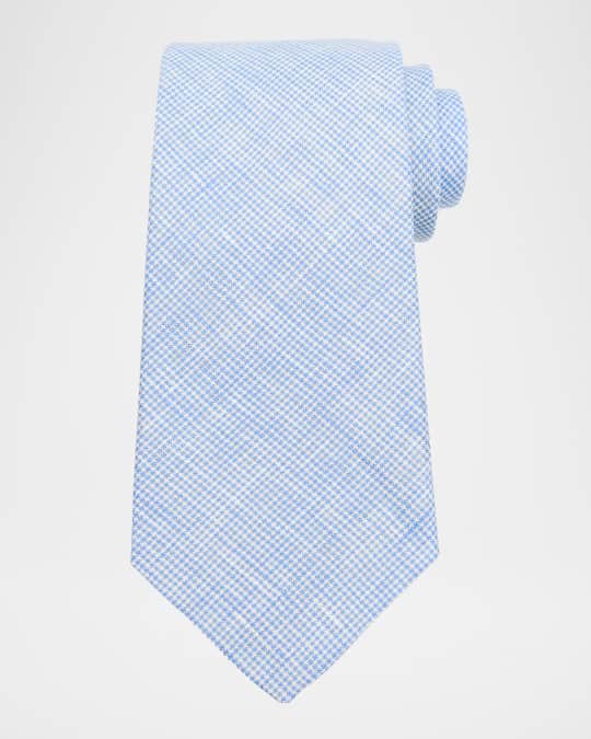 Ralph Lauren Purple Label Men's Micro-Houndstooth Linen Tie | Neiman Marcus