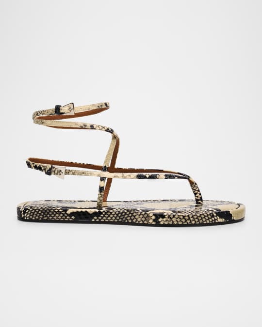 Paris Texas Hydra Snake-Embossed Strappy Sandals | Neiman Marcus