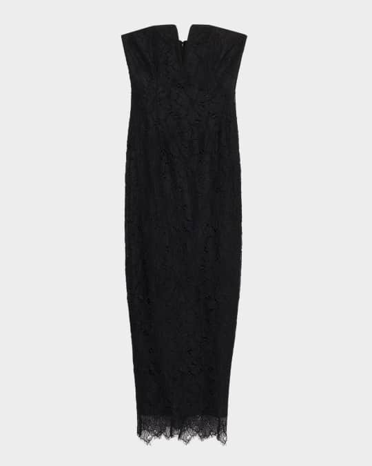BCBGMAXAZRIA Strapless Floral Lace Column Gown | Neiman Marcus
