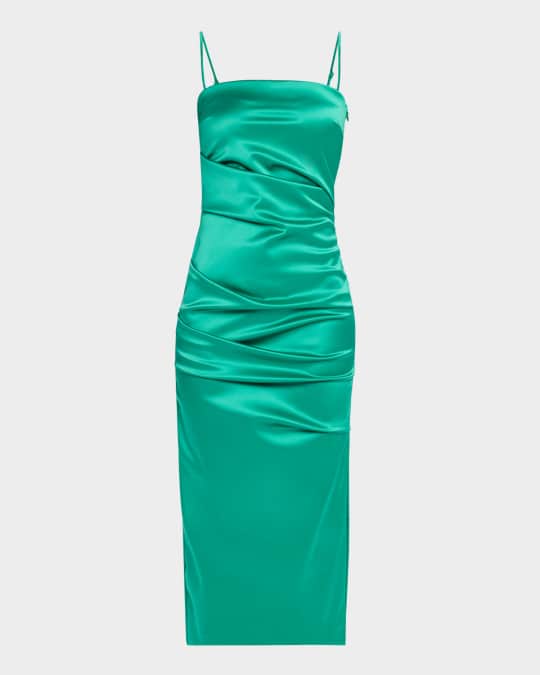 Chiara Boni La Petite Robe Keiky Square-Neck Draped Satin Midi Dress ...