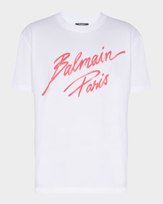 Balmain Men's Lipstick Paris Logo T-Shirt | Neiman Marcus