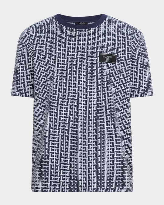 Balmain Men's Allover Monogram T-Shirt | Neiman Marcus