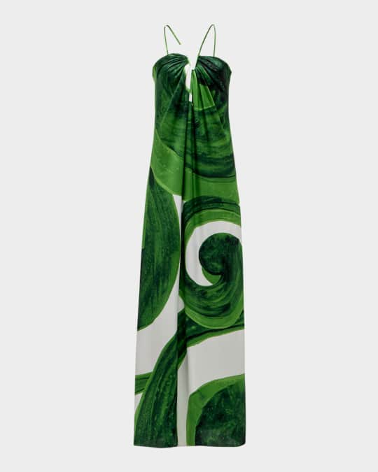 THEMIS Z Artemis Abstract-Print Silk Maxi Dress | Neiman Marcus