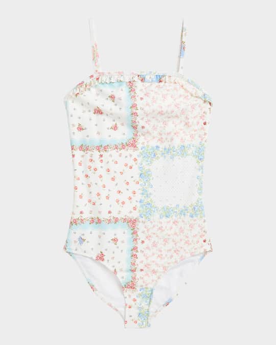 Polo Ralph Lauren Girl's Floral-Print Patchwork Swimsuit, Size 7-14 ...