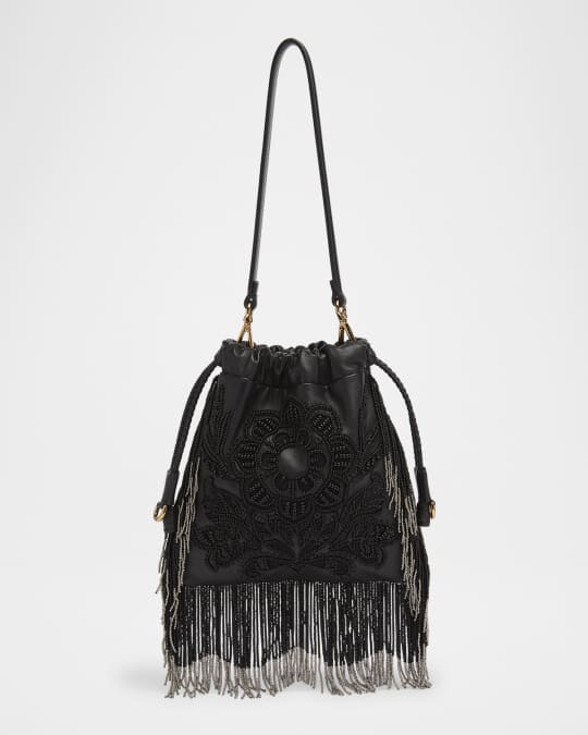 Etro Kalispera Beaded Fringe Leather Shoulder Bag | Neiman Marcus