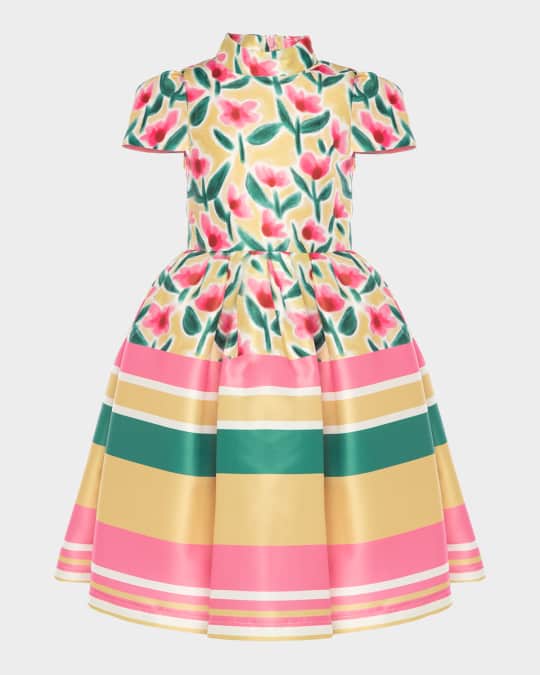 Mama Luma Girl's Floral-Print & Striped A-Line Dress, Size 3T-12 ...