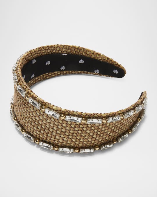 Lele Sadoughi Brigitte Crystal Raffia Headband | Neiman Marcus