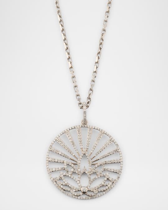 Sheryl Lowe Sterling Silver Diamond Lotus Pendant Necklace | Neiman Marcus