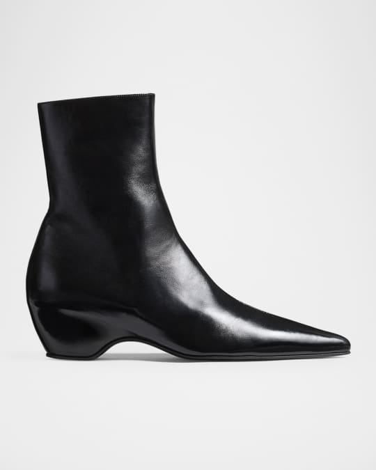 Khaite Sybil Leather Ankle Boots | Neiman Marcus