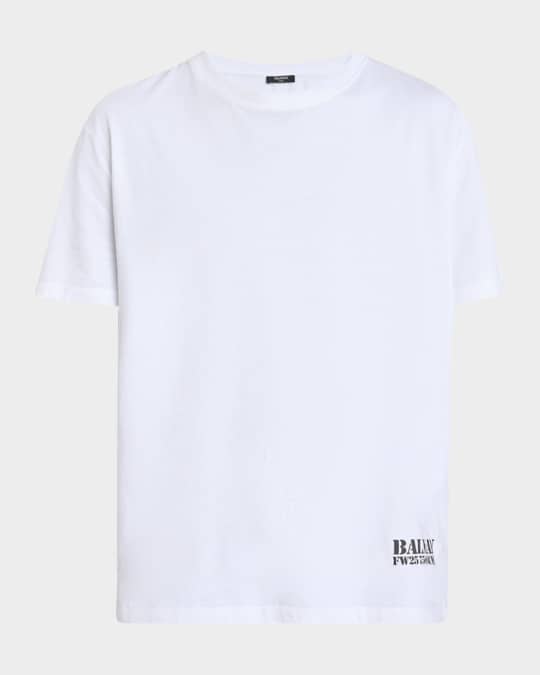 Balmain Men's Logo Stamp Cotton T-Shirt | Neiman Marcus