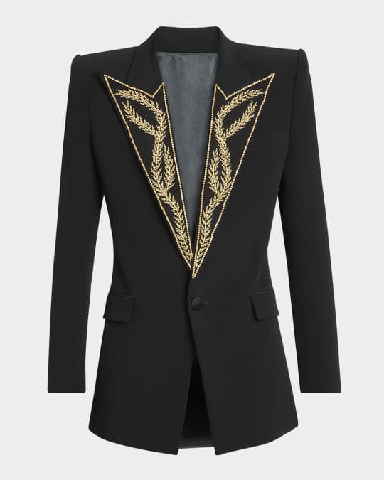 Balmain Men's Leaves Peak Lapel Single-Button Dinner Jacket | Neiman Marcus