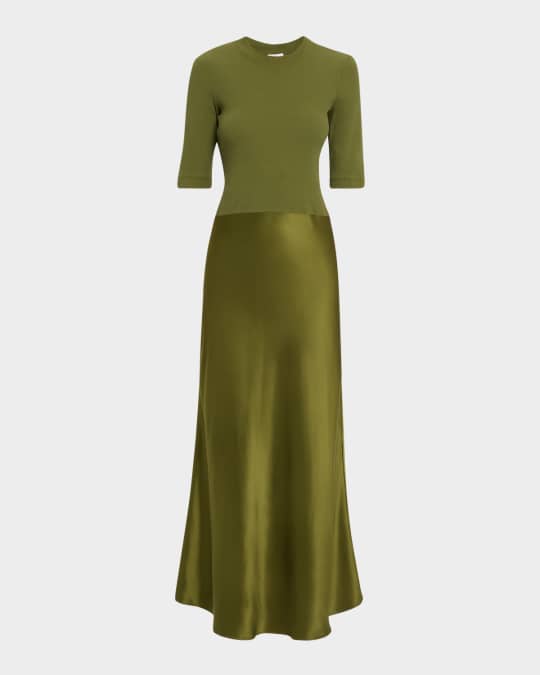 Rosetta Getty Short-Sleeve Combo T-Shirt Dress | Neiman Marcus