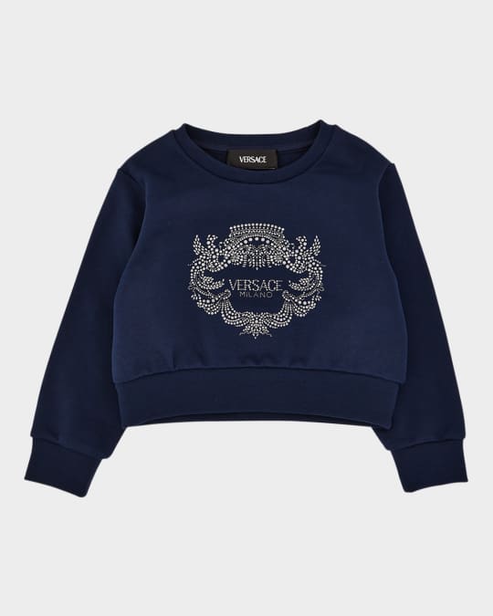Versace Girl's Sweatshirt W/ Embellished Logo Crest, Size 2-5 | Neiman ...