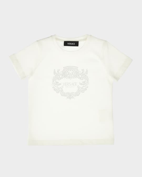 Versace Girl's T-Shirt W/ Embellished Logo Crest, Size 2-5 | Neiman Marcus