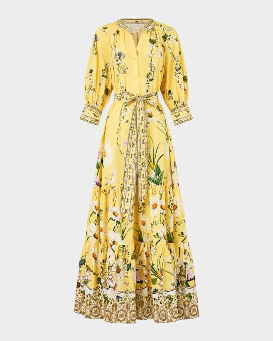 Camilla Daisy Chains Tiered Maxi Shirtdress | Neiman Marcus