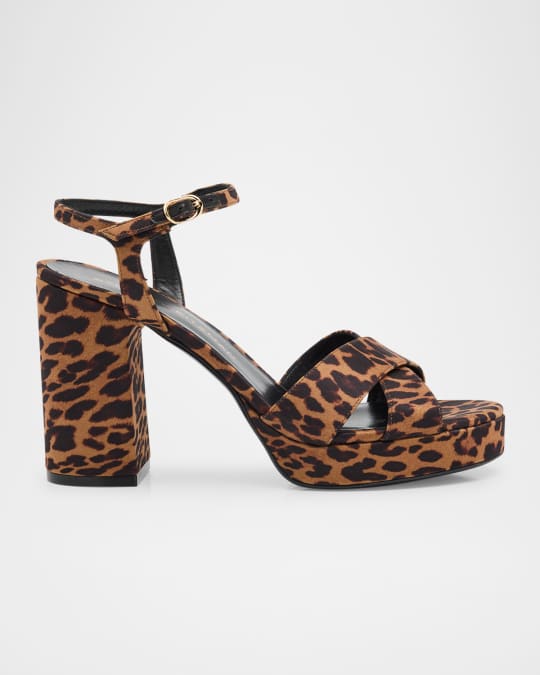 Stuart Weitzman Dayna Leopard-Print Crisscross Platform Sandals ...