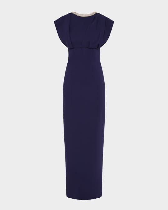 Rachel Gilbert Orion Trim Empire Column Gown | Neiman Marcus